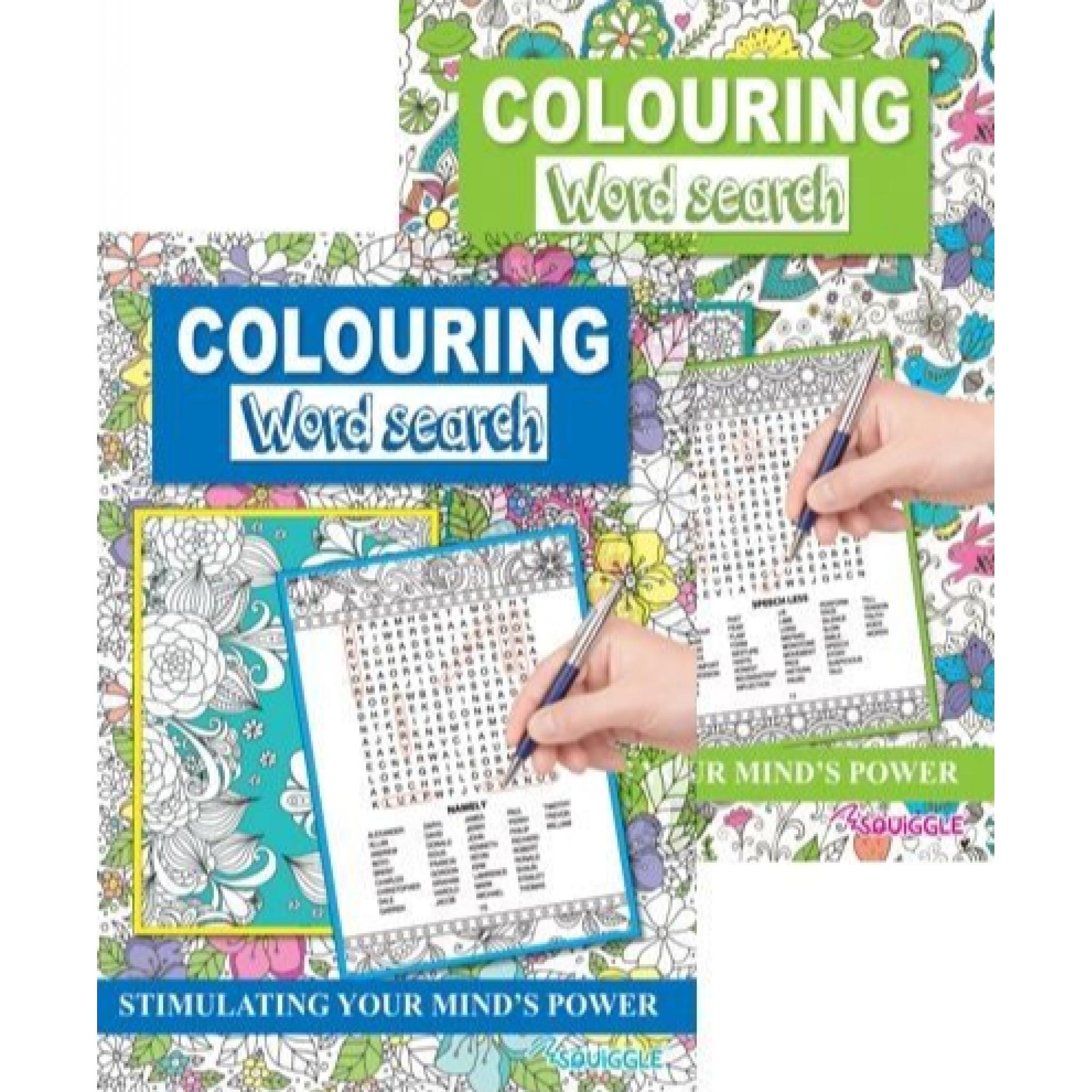 Squiggle A4 Colouring Wordsearch Books - Set of 2
