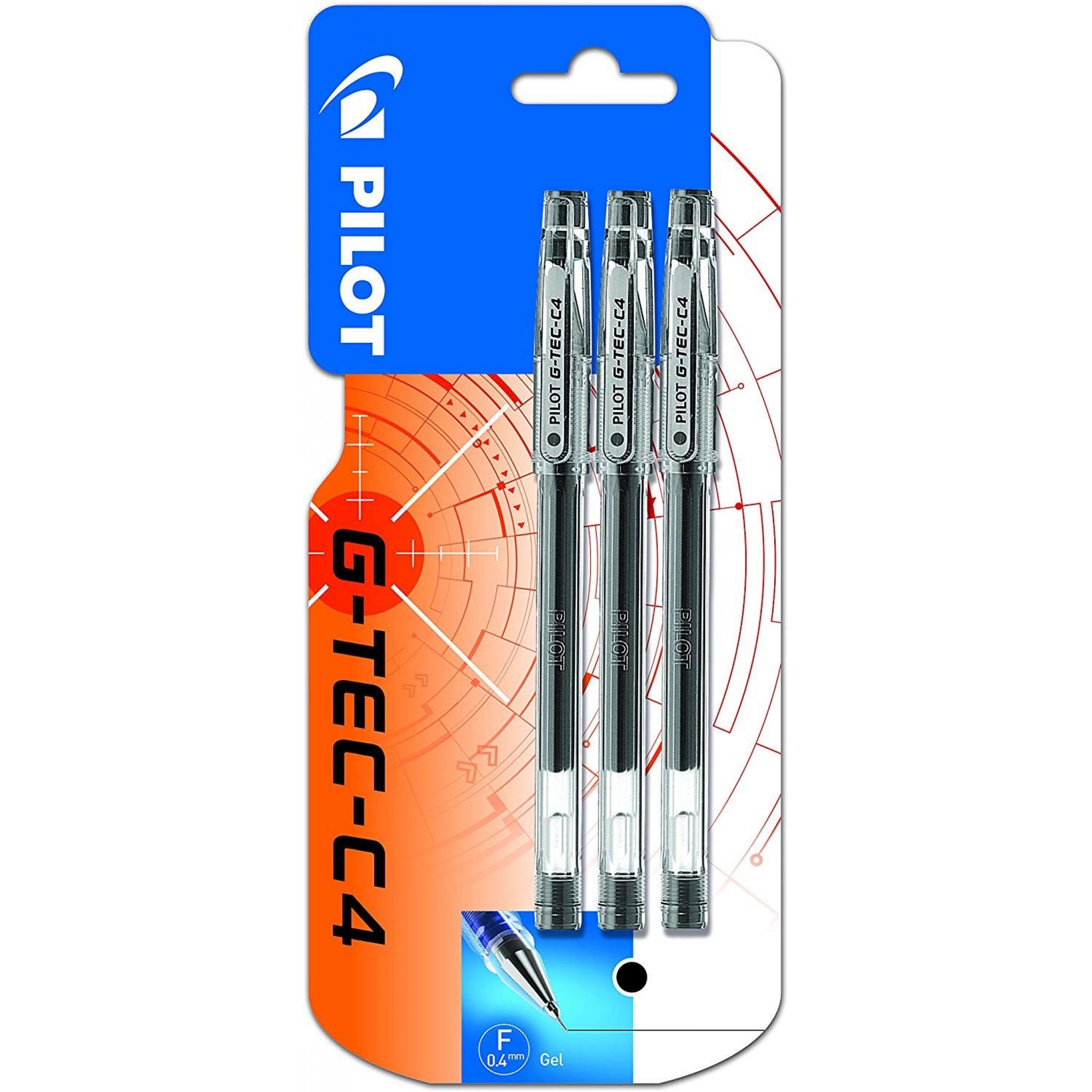 Pilot G-Tec-C4 Microtip Rollerball Pen Black - Pack of 3