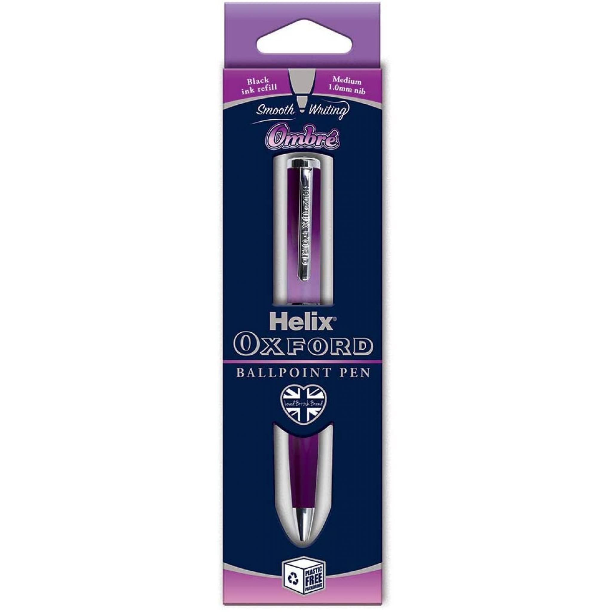 Helix Oxford 209801 Ombre Premium Black Ink Ballpoint Pen - Pink