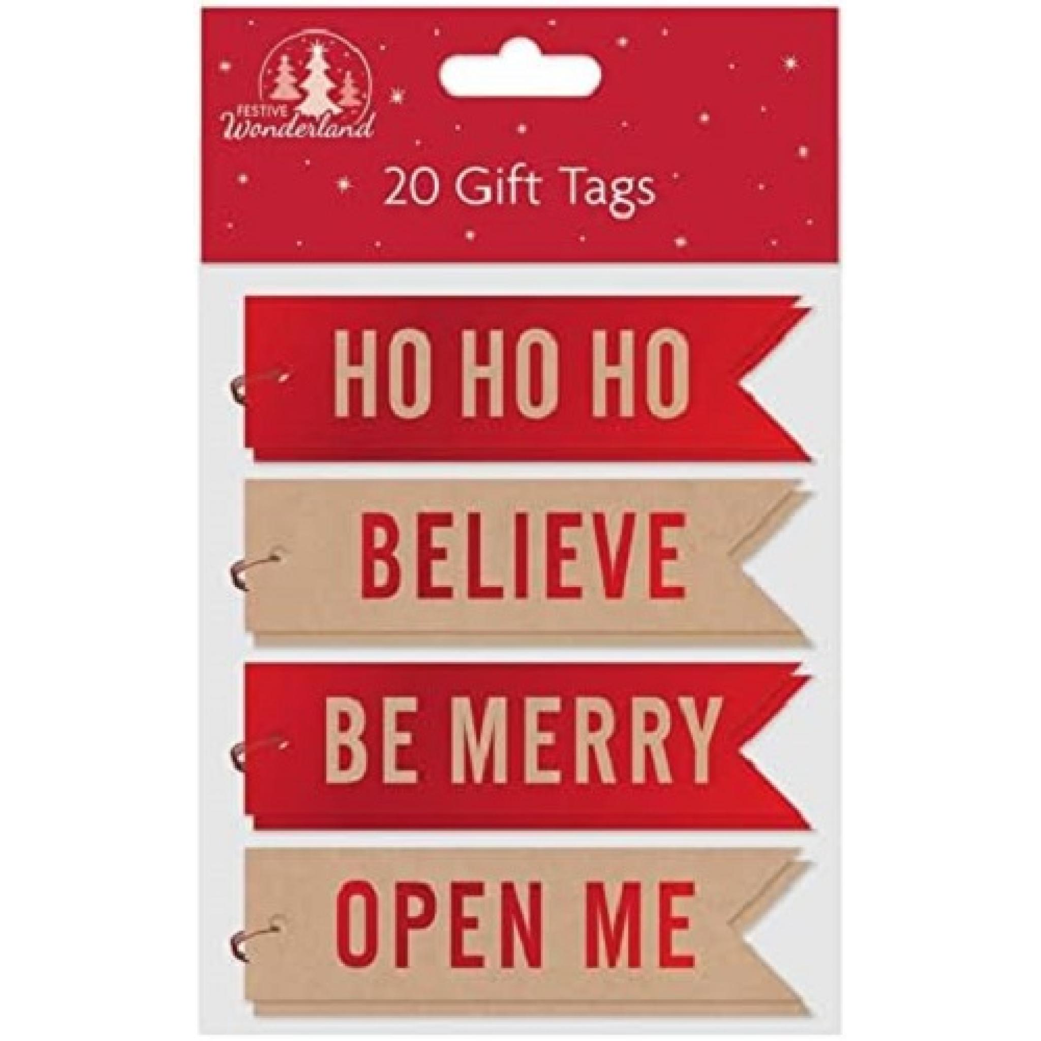 Tallon Flag Shape Gift Tags, Kraft Style - Pack of 20