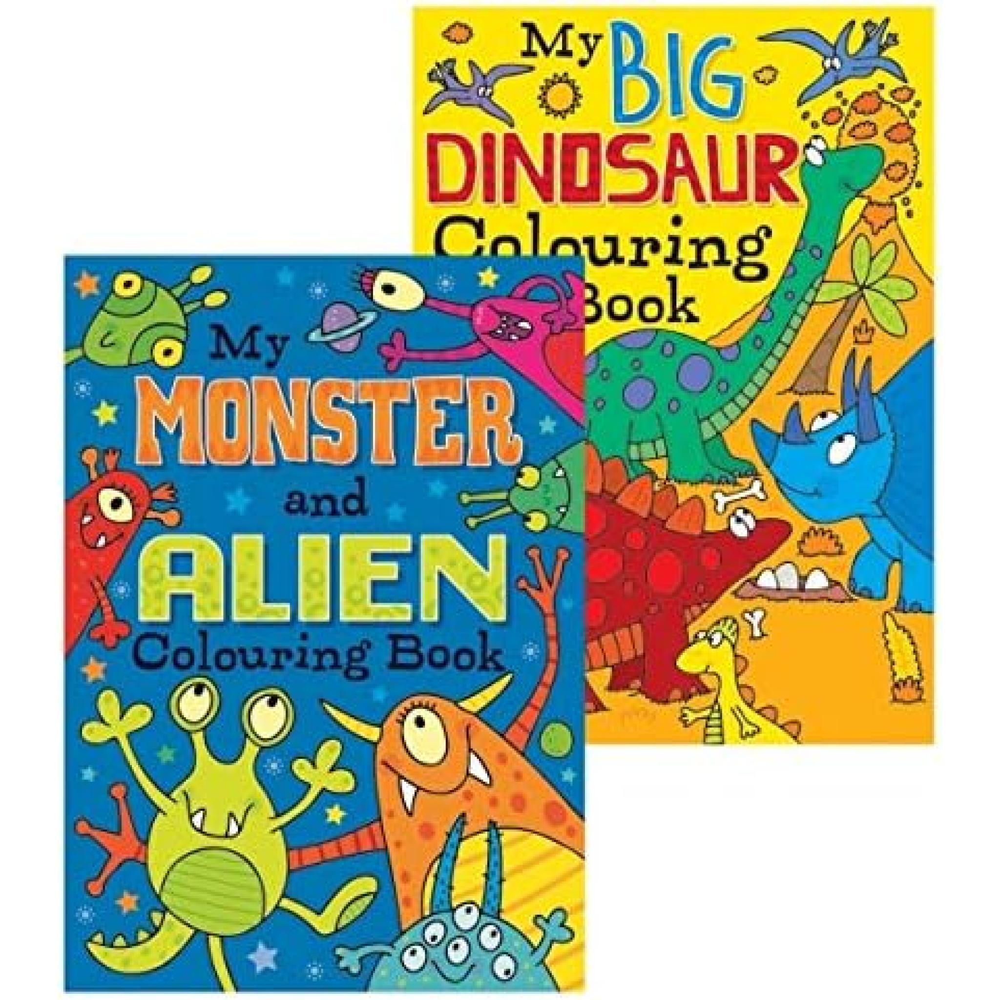 Squiggle A4 Dinosaur, Monster & Alien Colouring Books - Set of 2